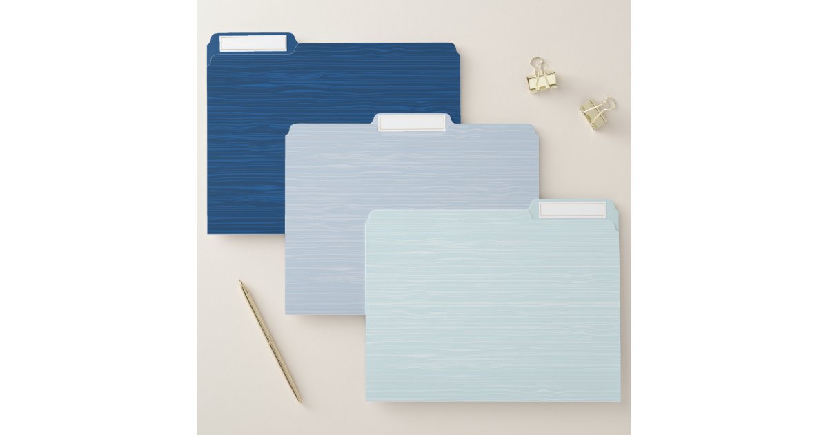 Three Shades of Blue Woodgrain Pattern File Folder | Zazzle