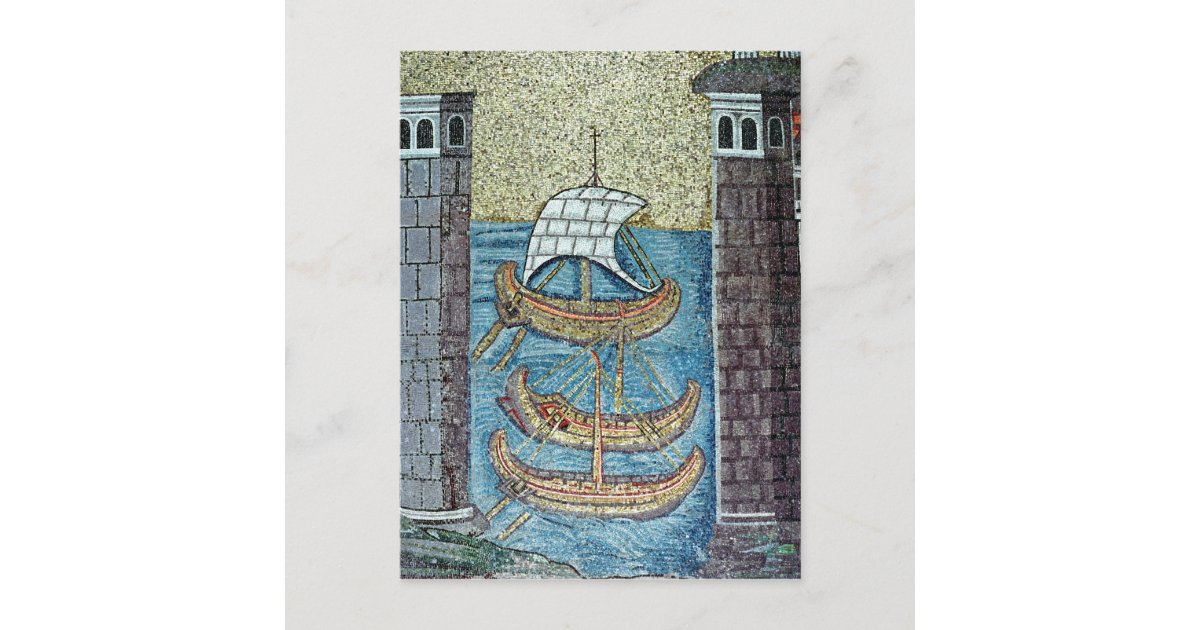 Three ships entering the port of Ravenna Postcard | Zazzle