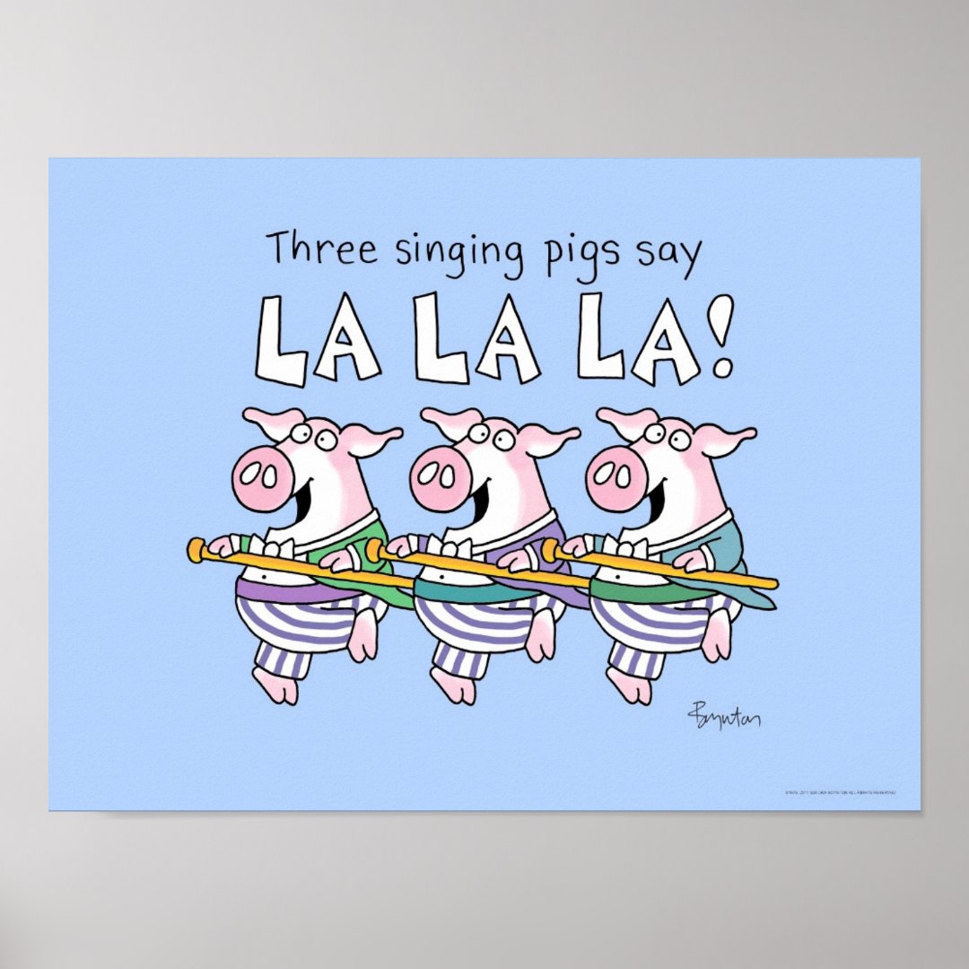 THREE SINGING PIGS poster by Sandra Boynton | Zazzle