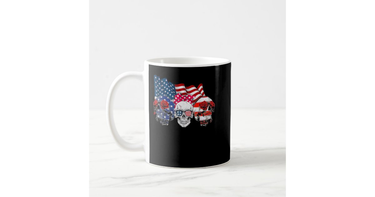 Three skulls happy independence day 4th of july am coffee mug | Zazzle