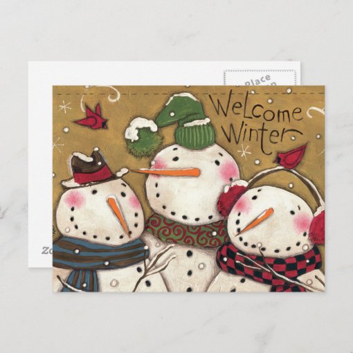 Three Snowmen Postcard | Zazzle