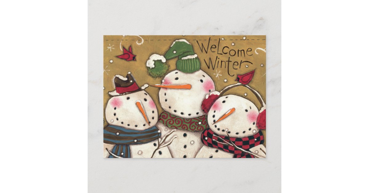 Three Snowmen Postcard | Zazzle