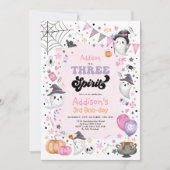 Three Spirit | Girl Halloween Ghost 3rd Birthday Invitation | Zazzle
