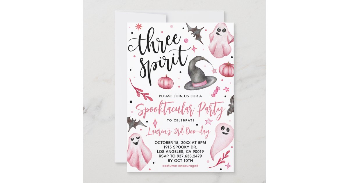 Three Spirit Spooky Halloween Birthday Invitation | Zazzle