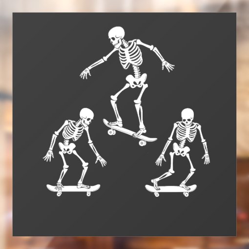 Three Spooky Skating Skeleton Halloween Skateboard Window Cling | Zazzle