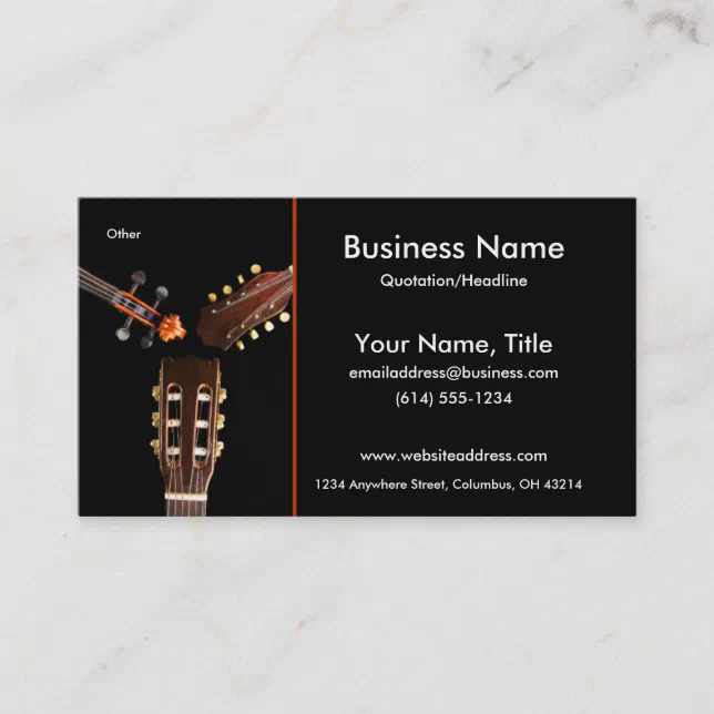 Three String Instruments Business Cards | Zazzle