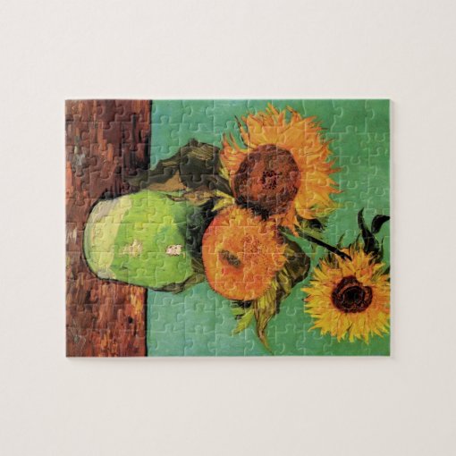 Three Sunflowers in a Vase by Vincent van Gogh Jigsaw Puzzle | Zazzle