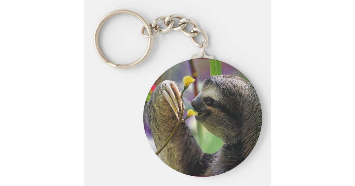 Three-Toed Tree Sloth Keychain | Zazzle.com