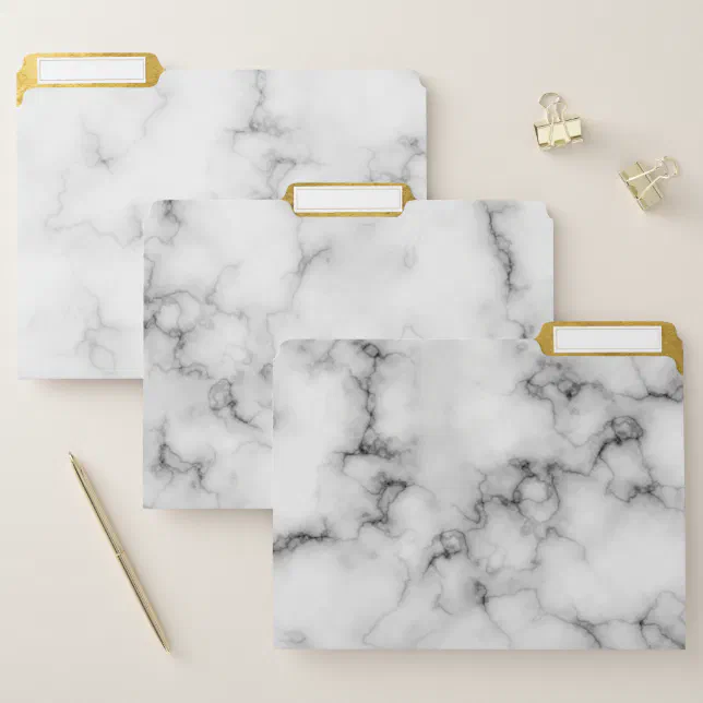 Three tones of white and gray faux marble stone. file folder | Zazzle