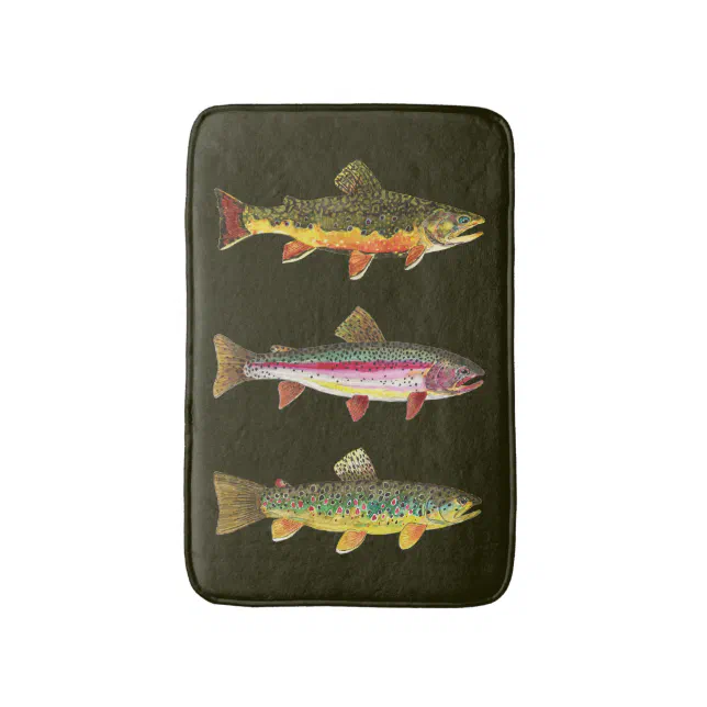 Three Trout Decor Bathroom Mat | Zazzle