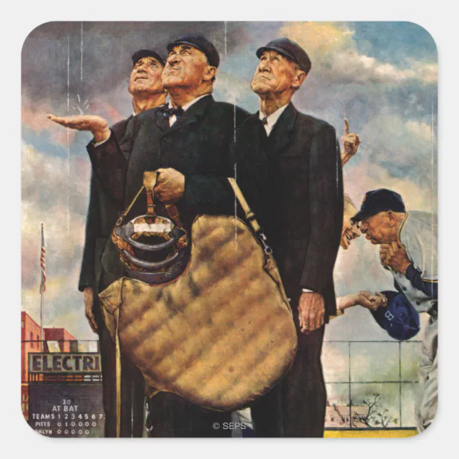 Three Umpires Square Sticker | Zazzle