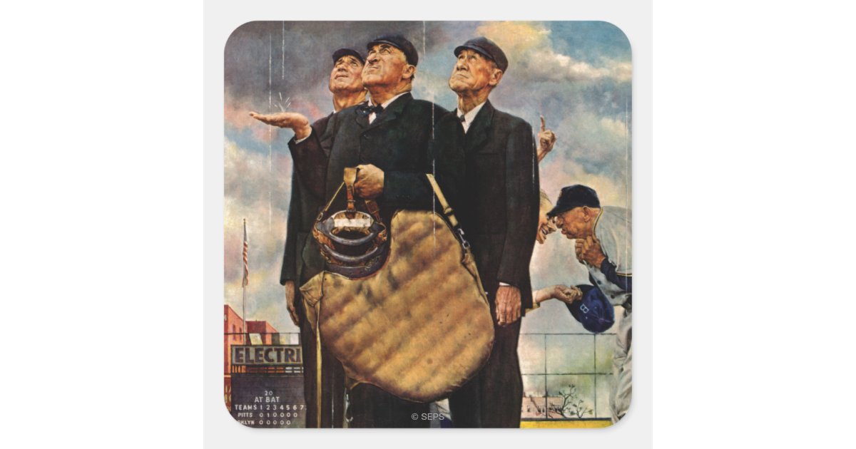 Three Umpires Square Sticker | Zazzle