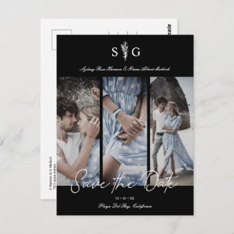 Three Wedding Photo Collage Engagement Session Postcard | Zazzle