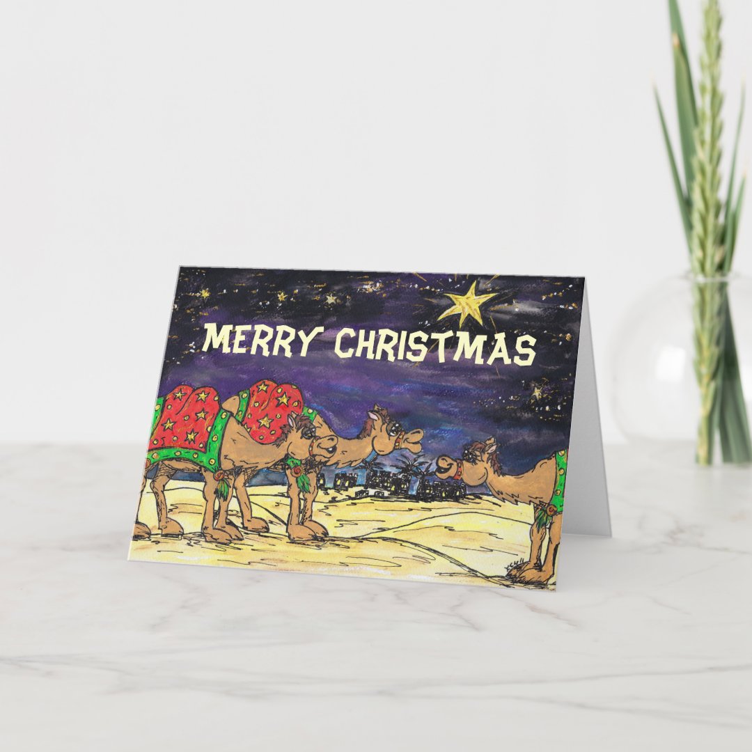 Three Wise Camels Camels Christmas Card | Zazzle