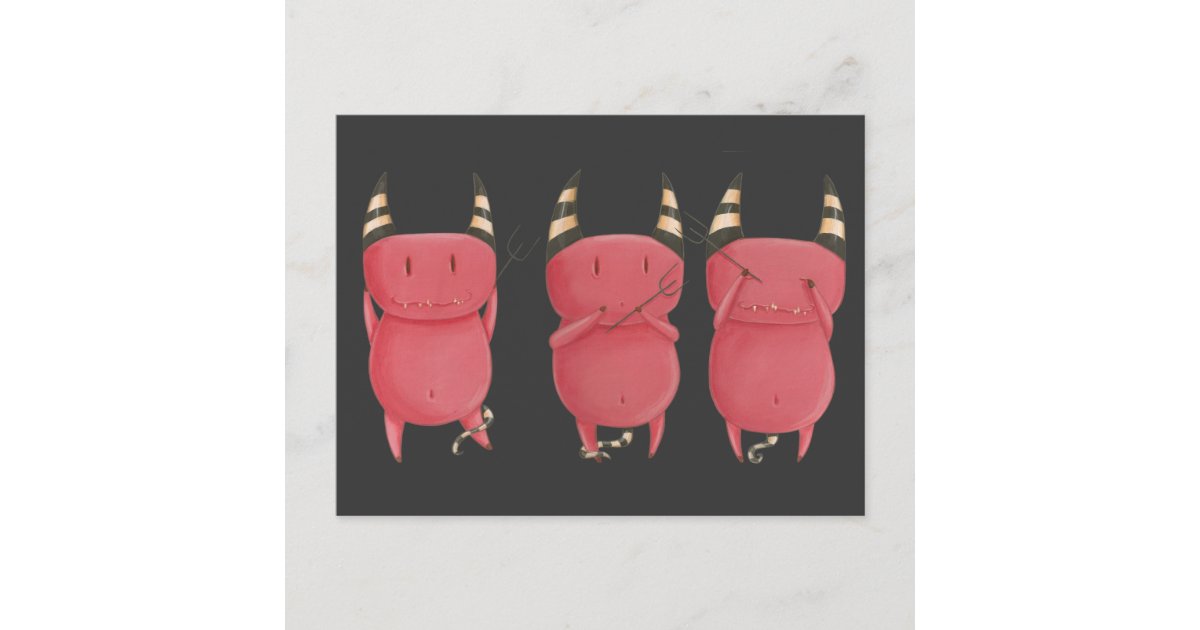 Three Wise Devils - Little Devils art Postcard | Zazzle