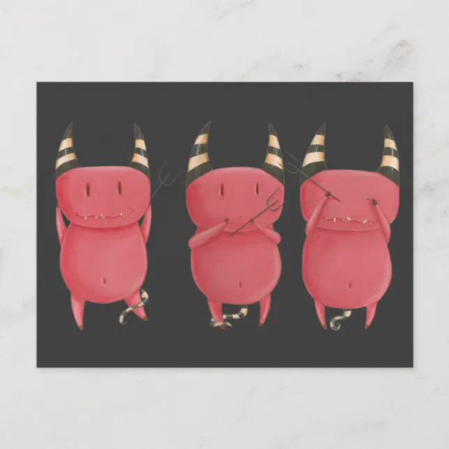 Three Wise Devils - Little Devils art Postcard | Zazzle