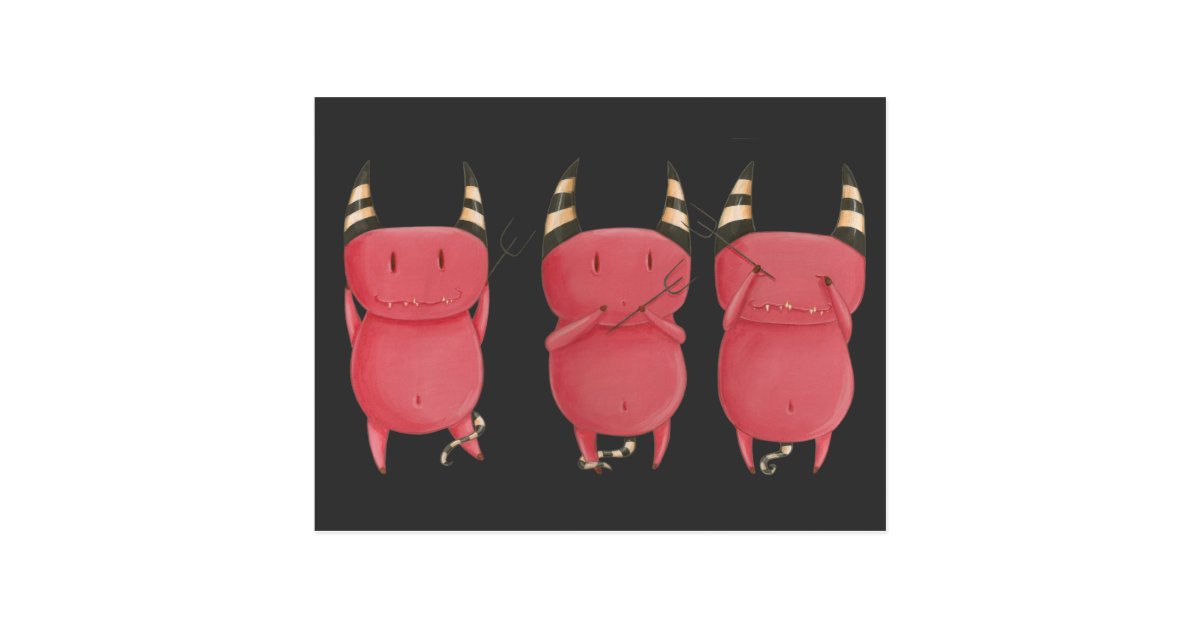 Three Wise Devils - Little Devils art Postcard | Zazzle.com