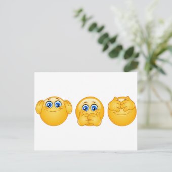 three wise emojis postcard | Zazzle