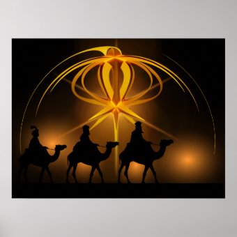 Three Wise Men and Advent Star Merry Christmas Poster | Zazzle