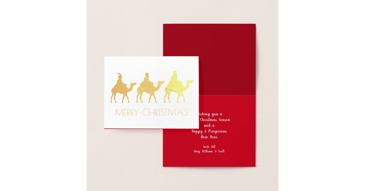Three Wise Men Christmas Foil Folded Cards | Zazzle