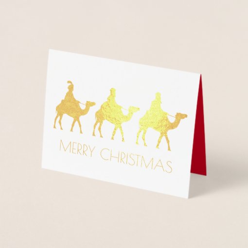 Three Wise Men Christmas Foil Folded Cards | Zazzle