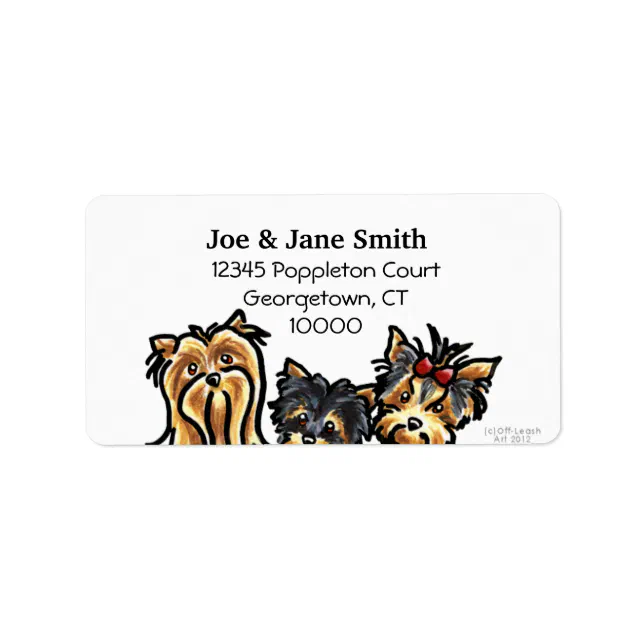 Three Yorkies Clean and Simple Label | Zazzle
