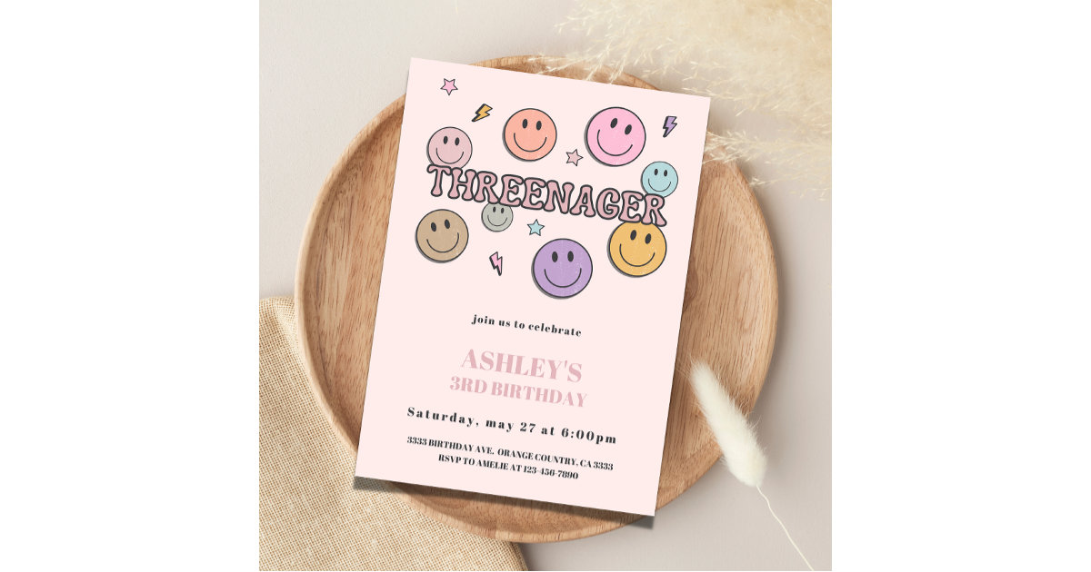Threenager Birthday Invitation, 3rd Birthday Invitation | Zazzle