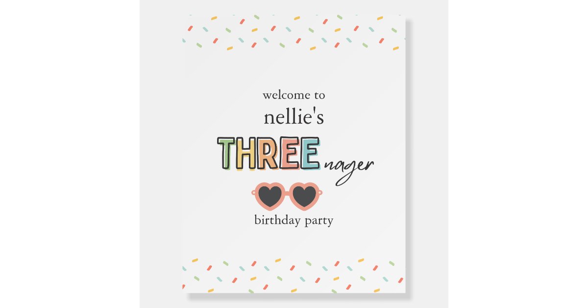 Threenager Birthday Party Welcome Sign | Zazzle
