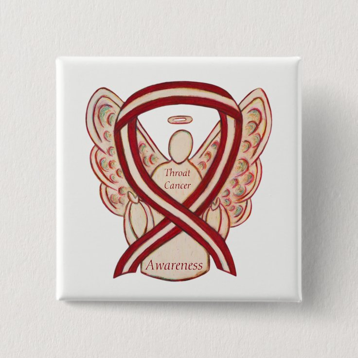 Throat Cancer Awareness Ribbon Stripes Angel Pins | Zazzle