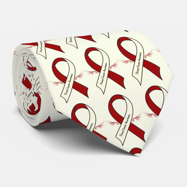Throat Cancer Awareness Ribbon with Wings Tie | Zazzle