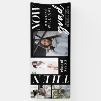 Through the Years - Now & Then Graduation 4 Photo Banner | Zazzle