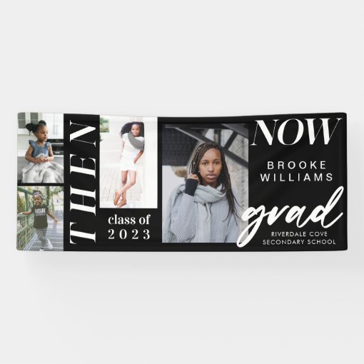 Through the Years - Now & Then Graduation 4 Photo Banner | Zazzle