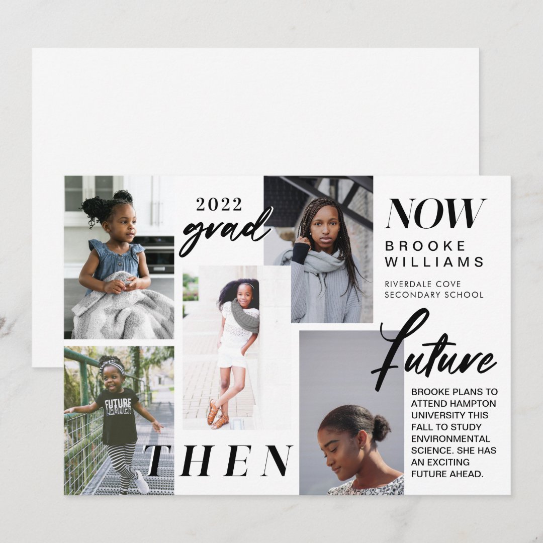 Through the Years - Now & Then Graduation 5 Photo Invitation | Zazzle