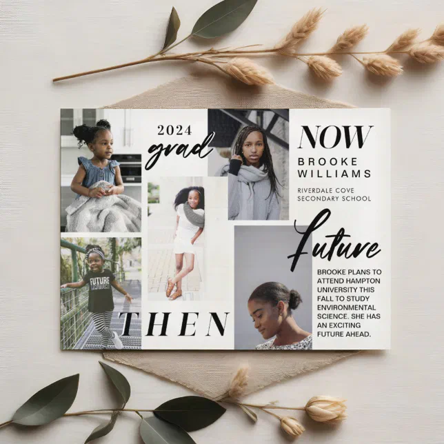 Through the Years - Now & Then Graduation 5 Photo Invitation | Zazzle