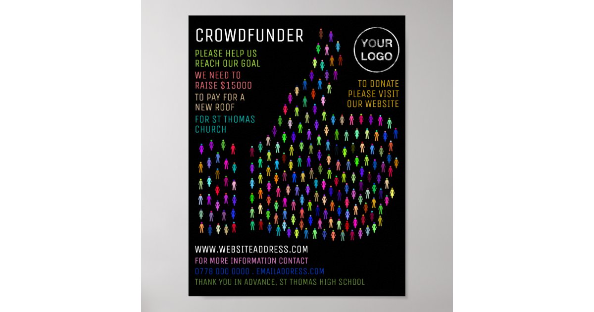 Thumb Signal Design, Crowdfunder, Crowdfunding Poster | Zazzle