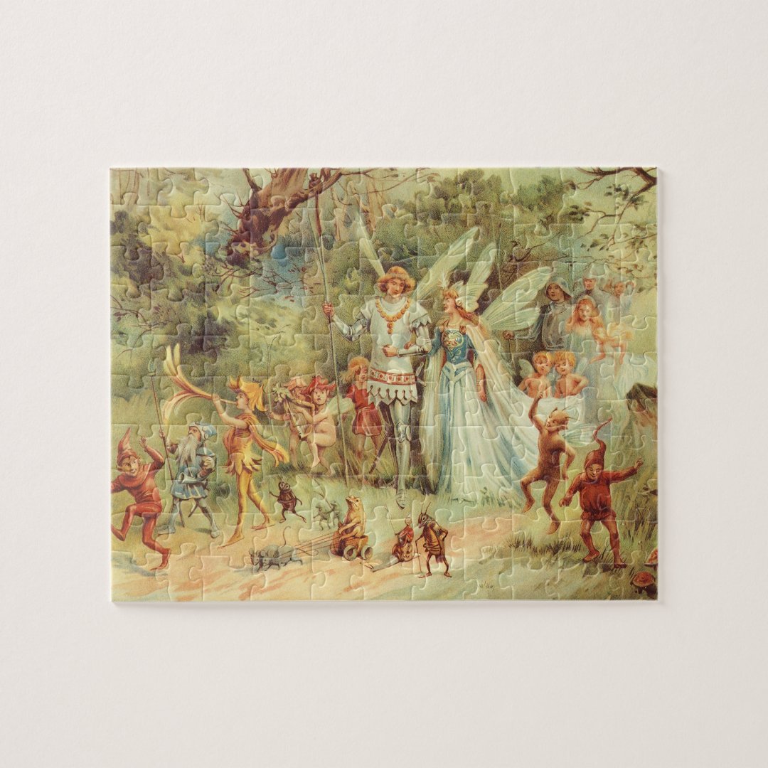 Thumbelina and Prince Wedding, Vintage Fairy Tales Jigsaw Puzzle | Zazzle