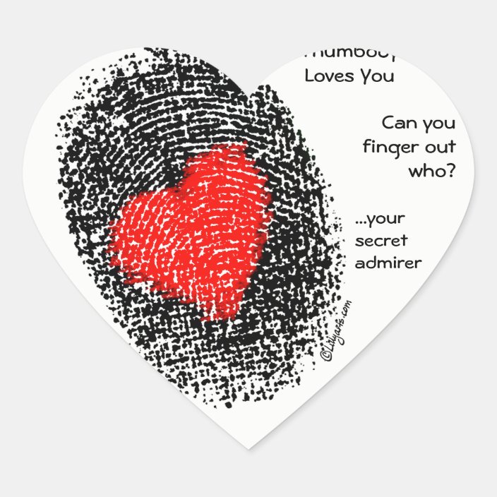 Thumbody Loves You Heart Shape Fingerprint Sticker | Zazzle.com
