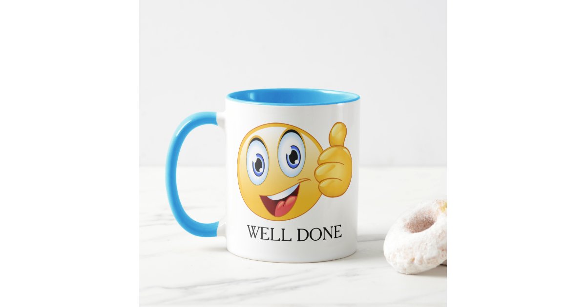 Thumbs Up Emoji Well Done Smiling Face Customized Mug | Zazzle