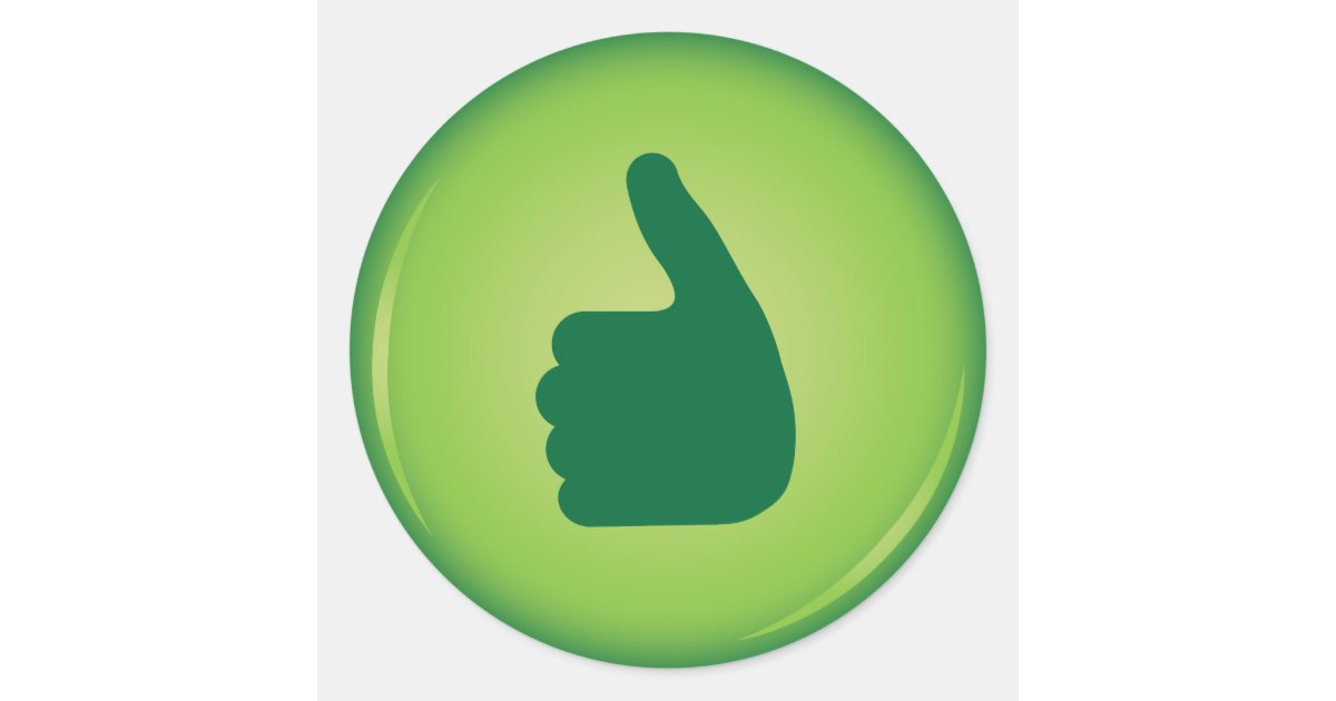 Thumbs up green approval classic round sticker | Zazzle