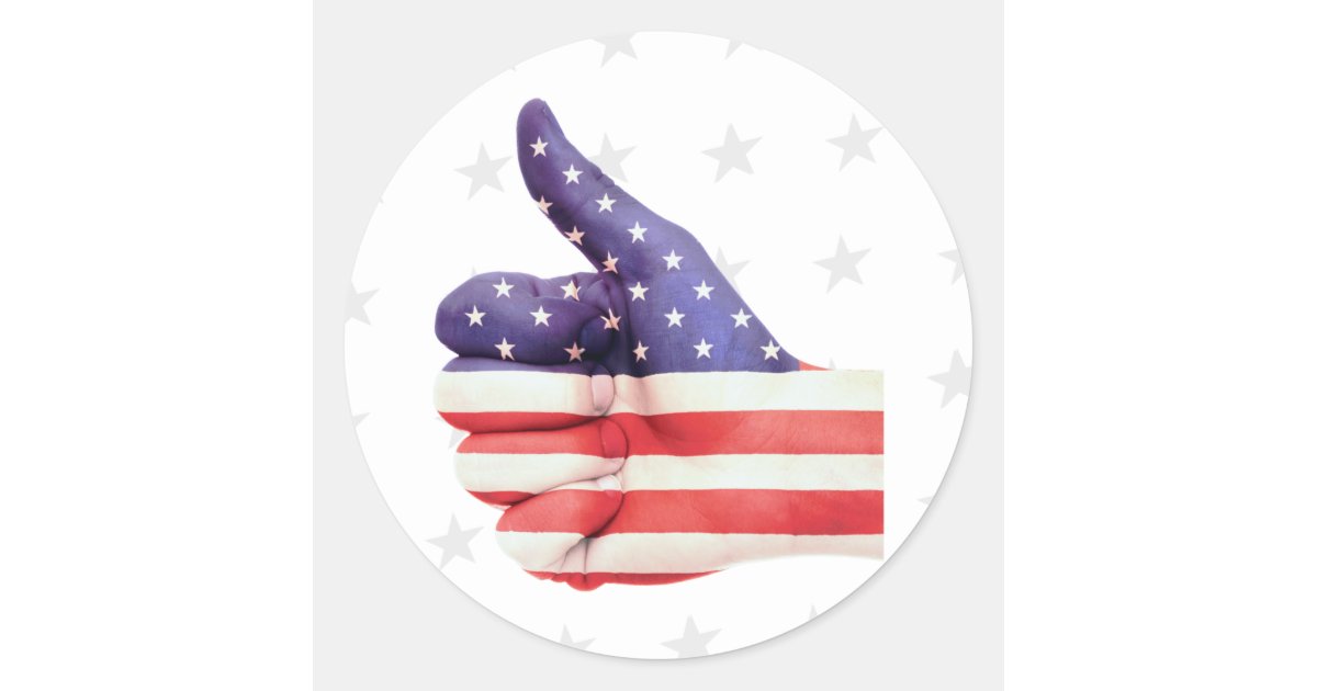 Thumbs Up USA Classic Round Sticker | Zazzle