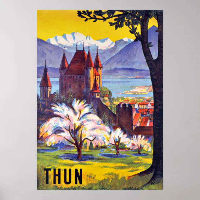 Thun, Castle and lake, Switzerland Poster | Zazzle