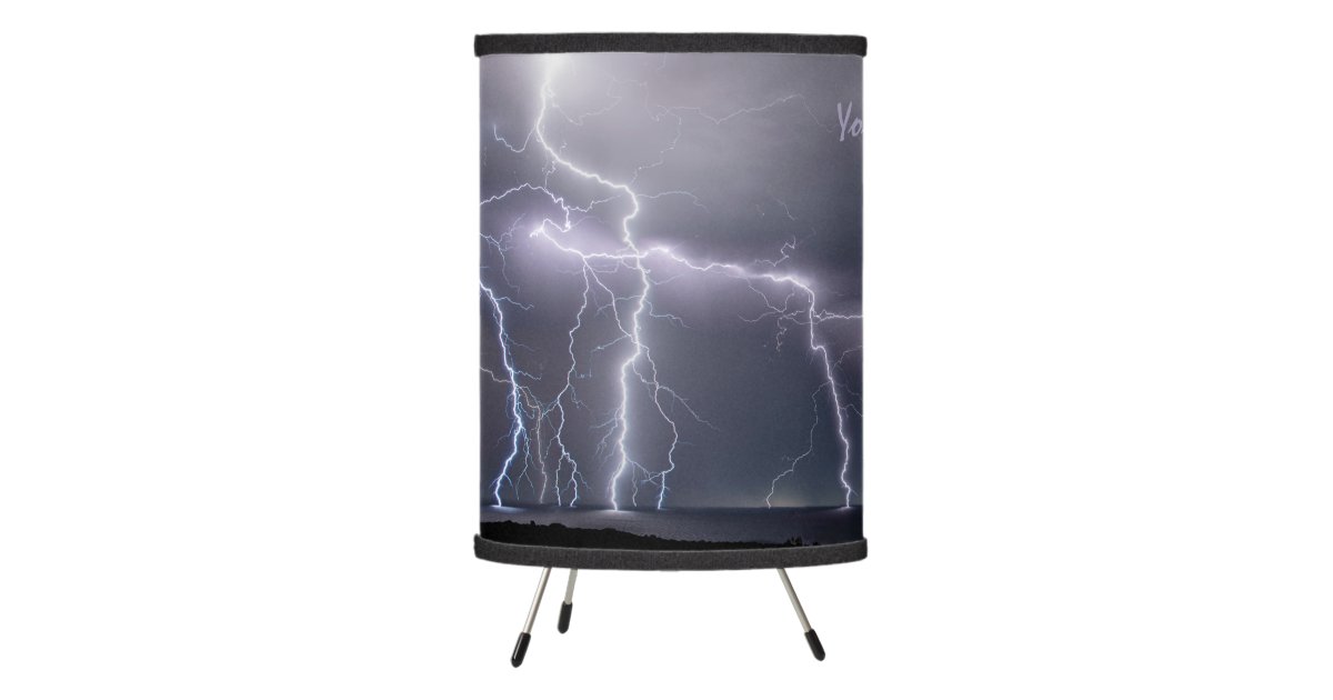 Thunderstorm Lightning Storm Black & Purple Photo Tripod Lamp | Zazzle