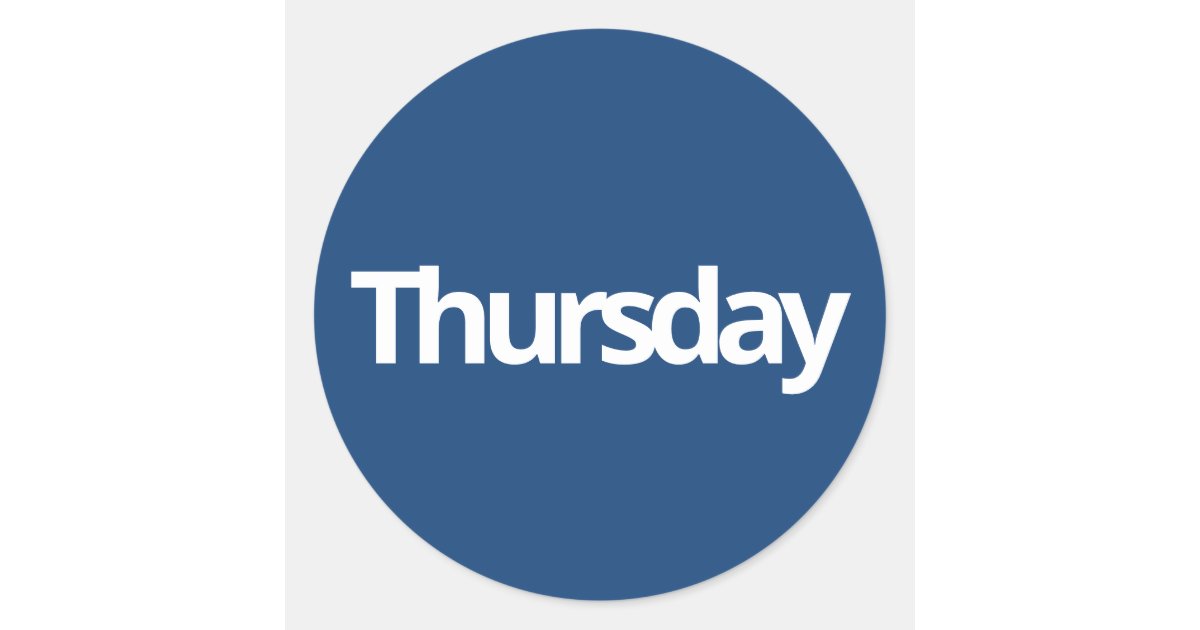 Thursday day planning supplies simple navy white classic round sticker ...