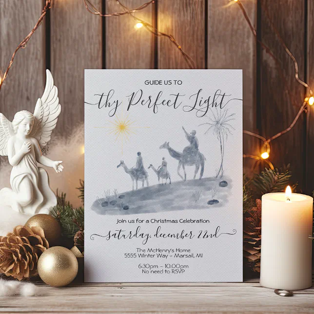Thy Perfect Light 3 Kings Christmas Invitation | Zazzle