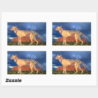 Thylacine (Tasmanian Tiger) Rectangular Sticker | Zazzle
