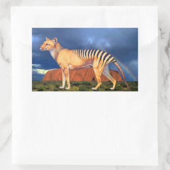 Thylacine (Tasmanian Tiger) Rectangular Sticker | Zazzle
