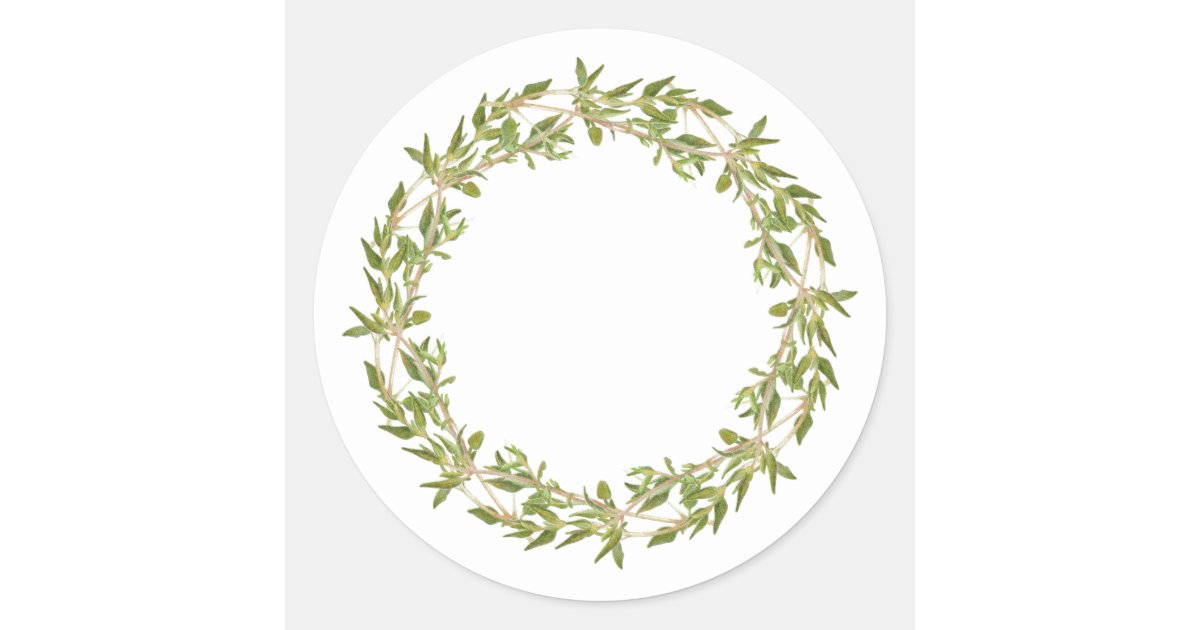 THYME WREATH Small Round Stickers | Zazzle