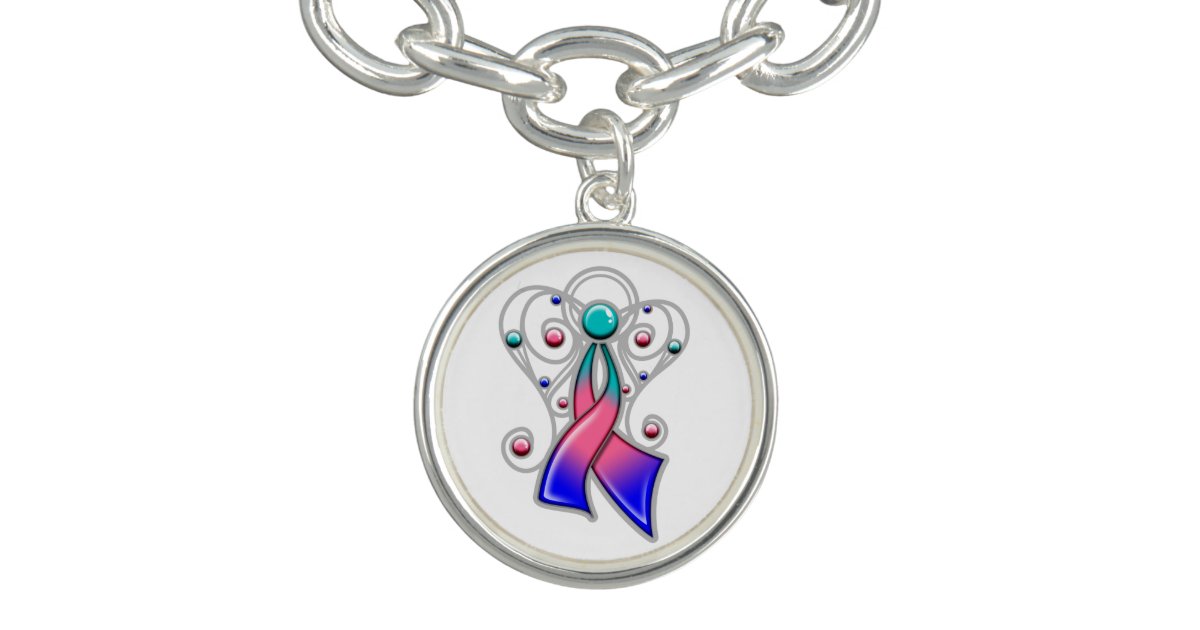 Thyroid Cancer Angel Wings Awareness Ribbon Bracelet | Zazzle