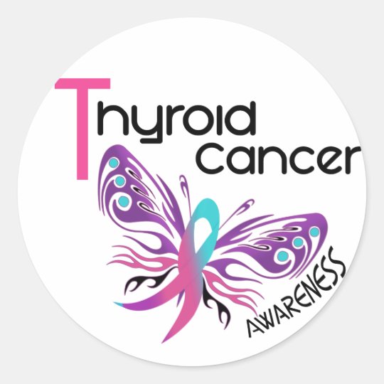 Thyroid Cancer BUTTERFLY 3.1 Classic Round Sticker | Zazzle.com