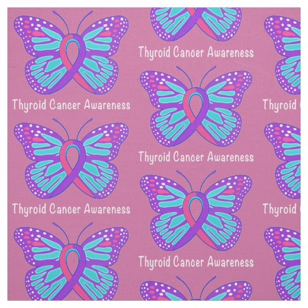 Thyroid Cancer Butterfly Awareness Ribbon Fabric | Zazzle